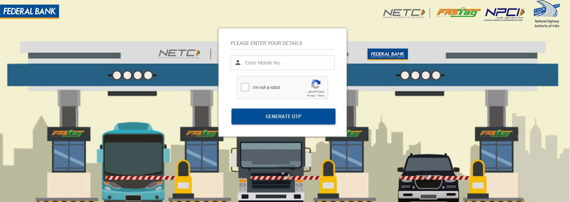 How to Recharge Federal Bank FASTag?